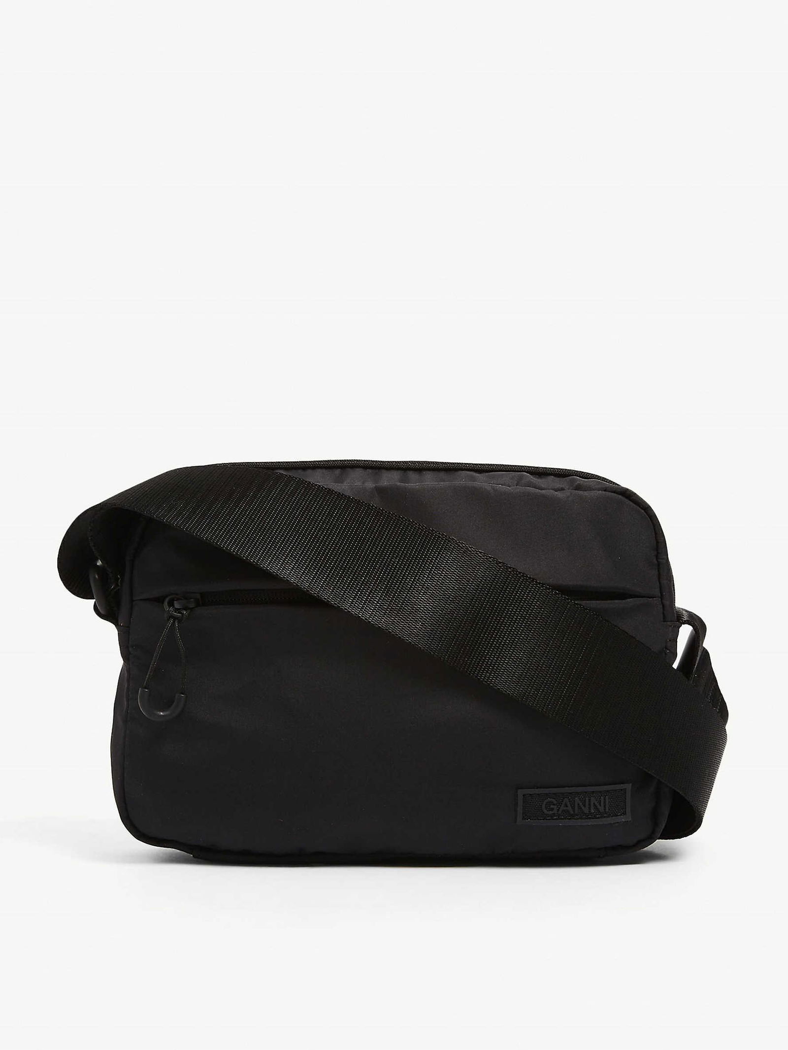 GANNI Logo-Embroidered Recycled Polyester Cross-Body Bag in BLACK ...