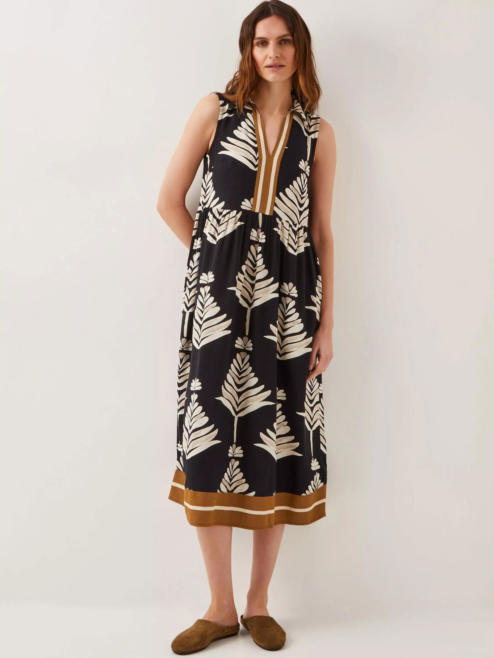 Monsoon Pamela Leaf Pint Midi Dress | endource