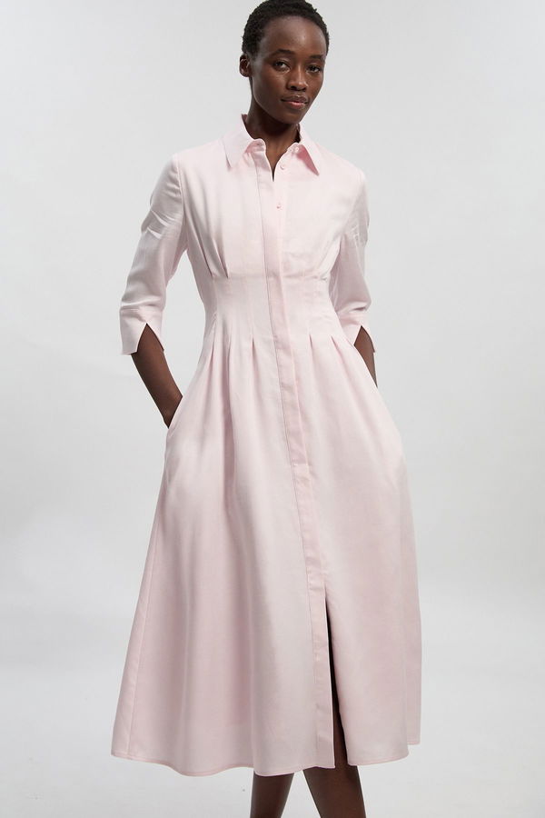 KAREN MILLEN Tailored Linen Darted Waist Midi Dress | endource