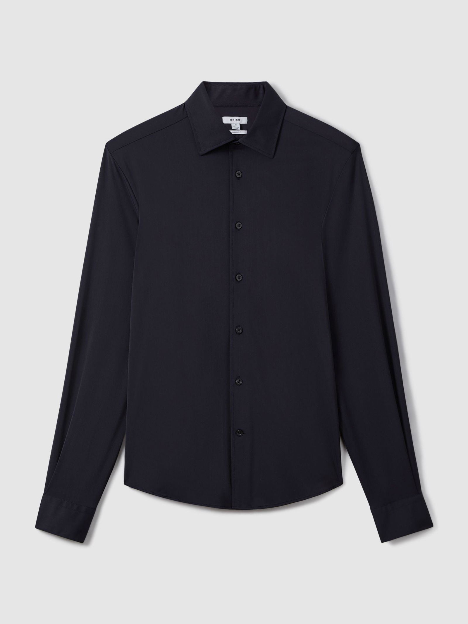 REISS Long-Sleeve Travel Shirt in Navy | endource