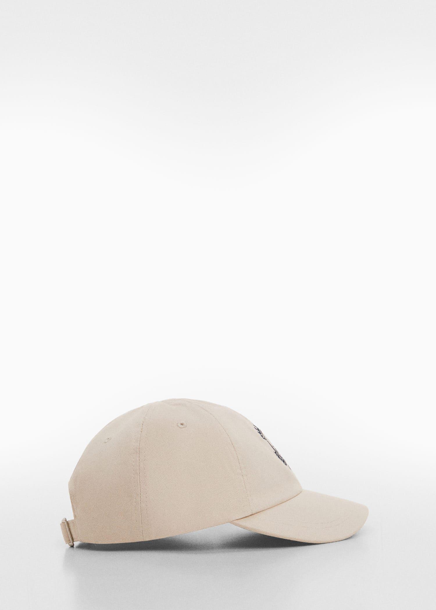 MANGO Embroidered Detail Cap in Sand | Endource