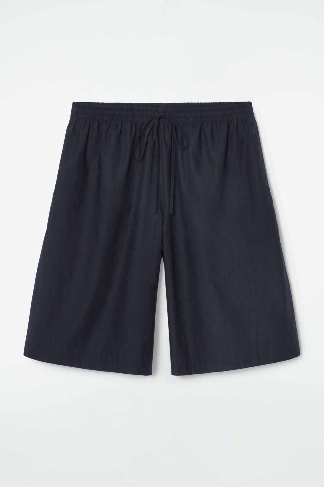 COS Cotton Drawstring Shorts in NAVY | endource