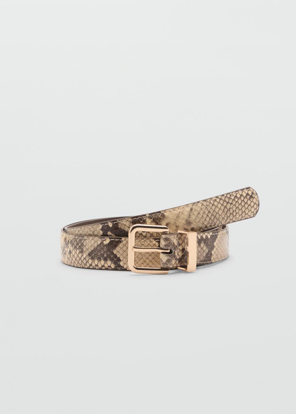 MANGO Snake-Effect Belt in Black | endource