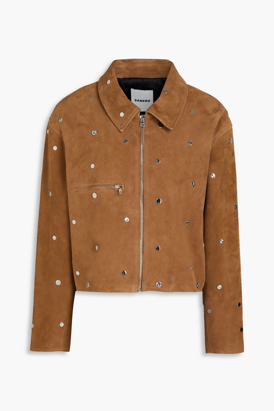 SANDRO Studded Suede Jacket | endource