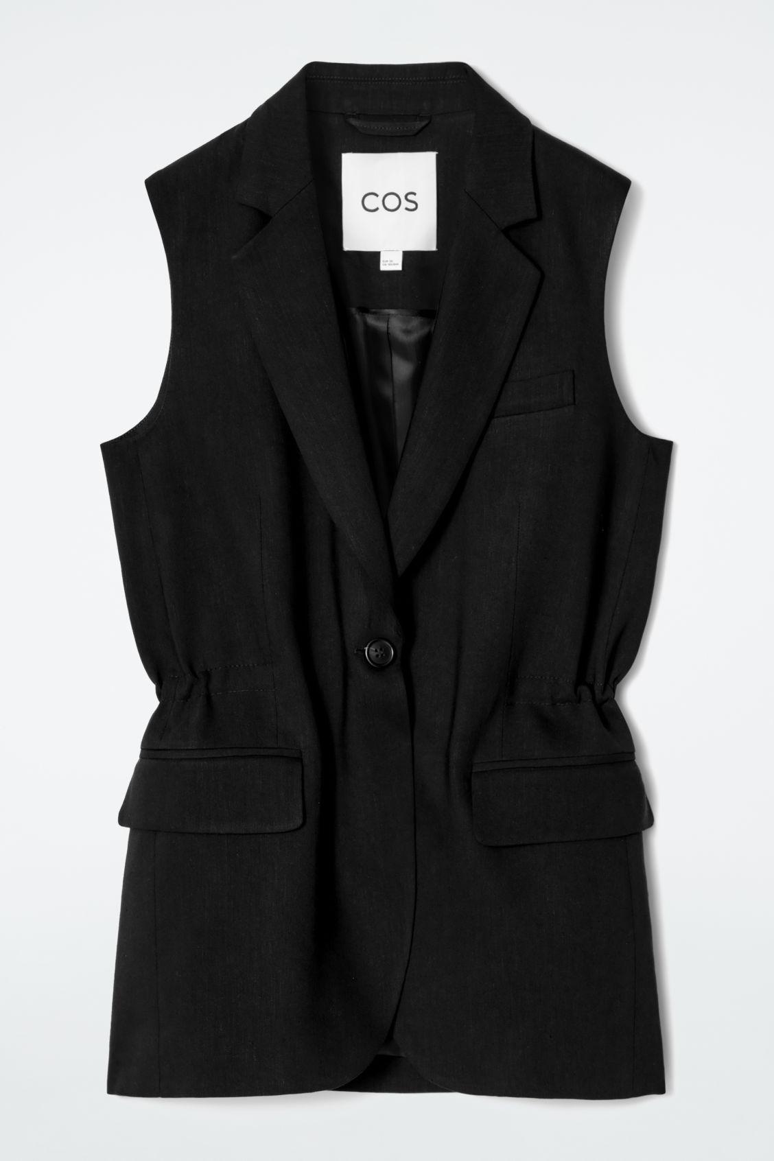 COS Slim Linen Waistcoat in BLACK | endource