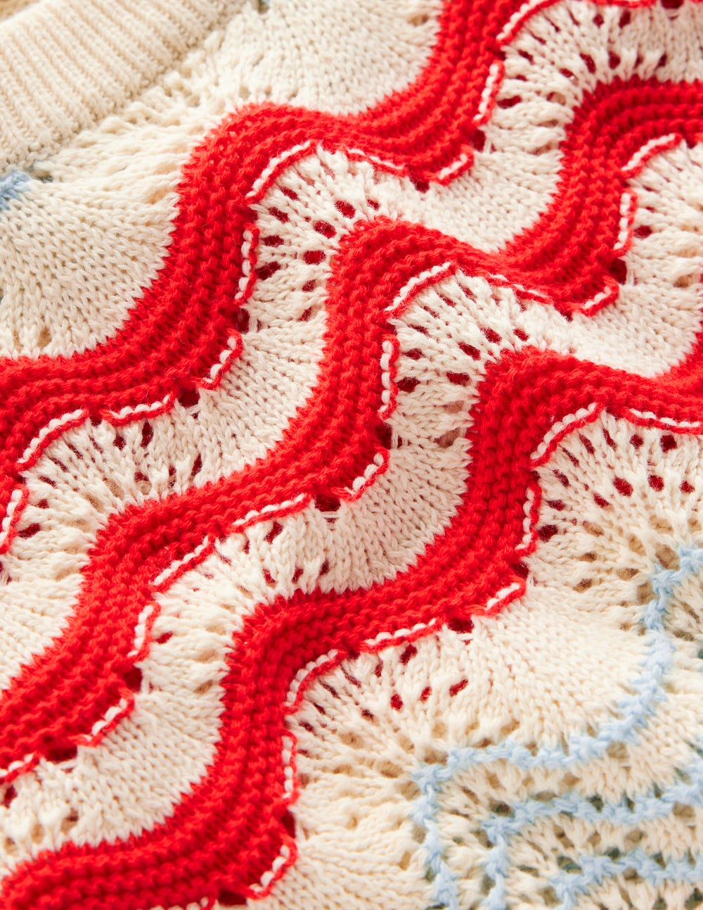 BODEN Cotton Wave Tank-Navy/ Red Textured Wave | endource