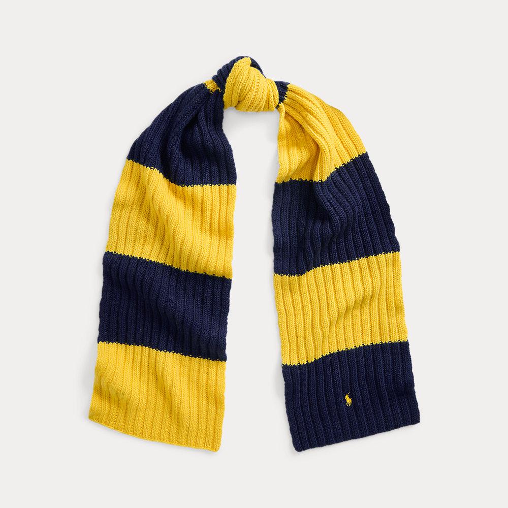 POLO RALPH LAUREN Rib-Knit Wool Rugby Scarf in Blue | endource
