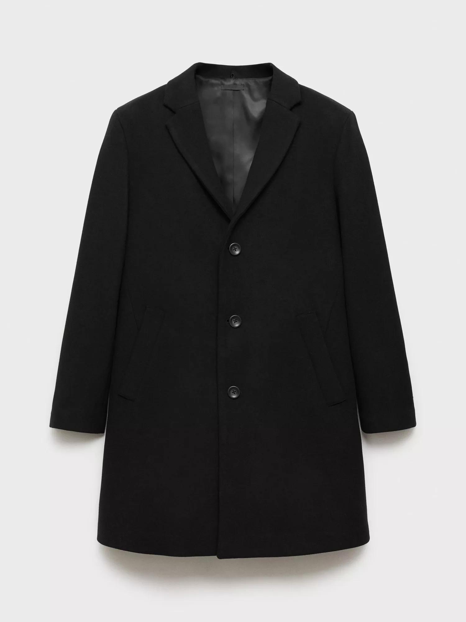 MANGO Uriel Wool Blend Overcoat in Black | endource