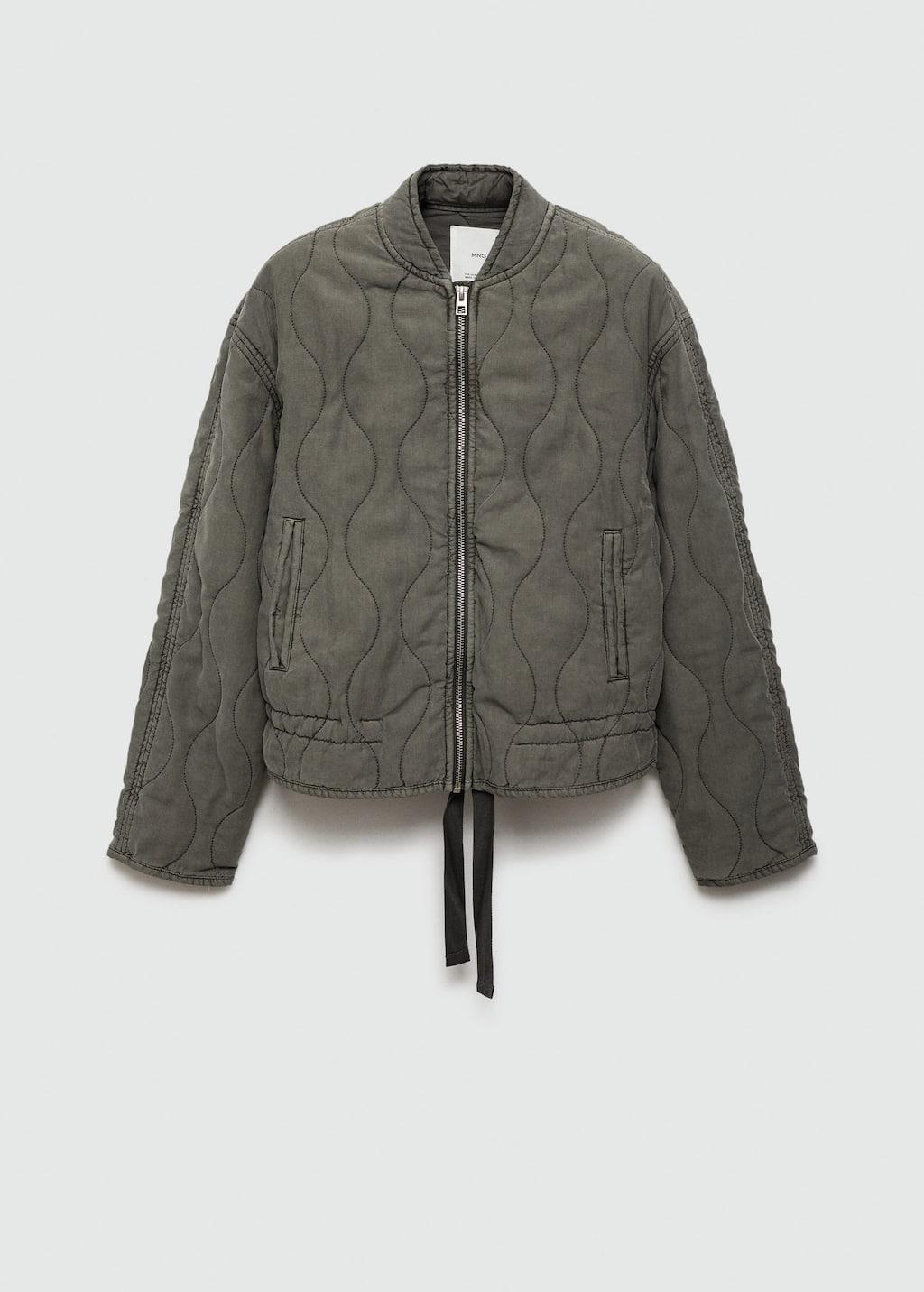 MANGO Quilted Pucker Jacket in Grey | endource