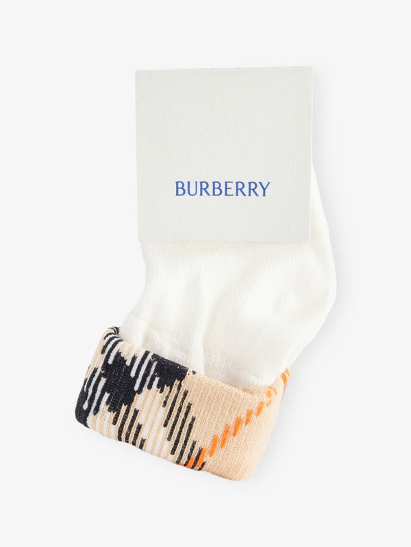 BURBERRY Check-Turn Back Cotton Socks Set | endource