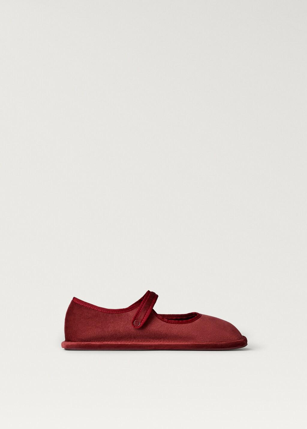 MANGO Velour Ballet Flats With Buckle Detail in Medium Pink | endource