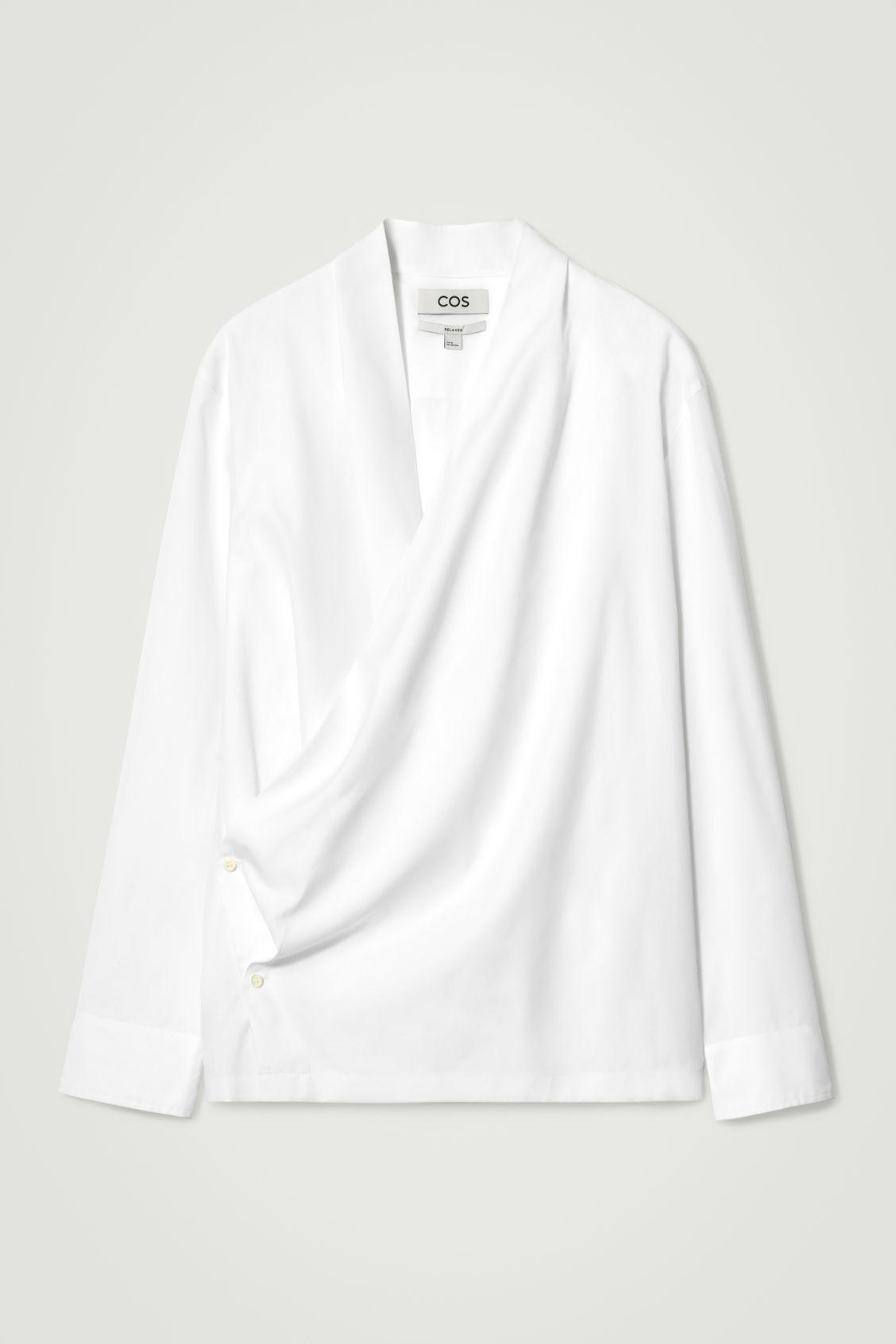 COS Relaxed Cotton-Silk Wrap Shirt in WHITE | endource