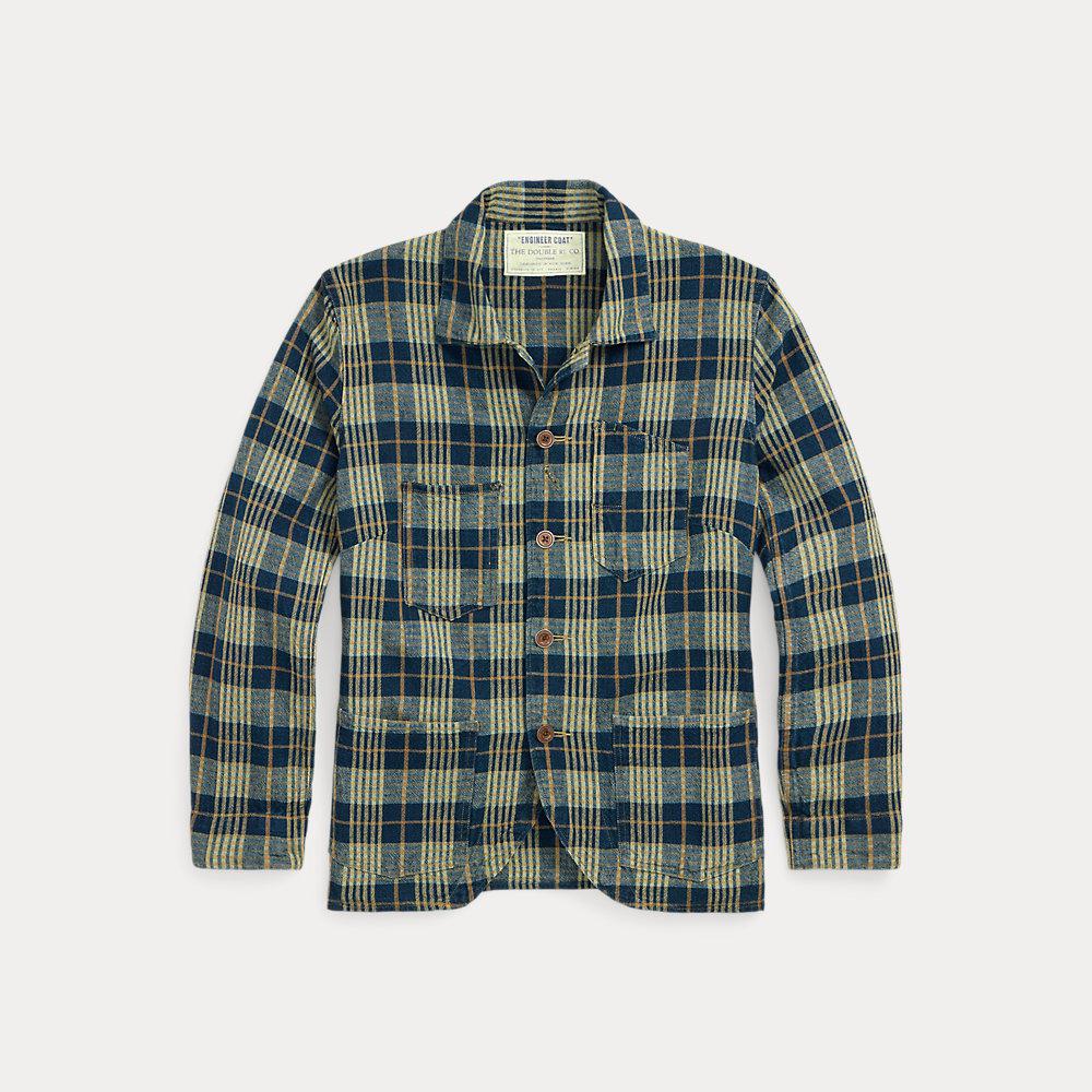 RALPH LAUREN RRL Indigo Plaid Cotton-Linen Work Jacket in Blue | endource