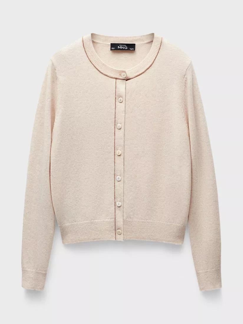 MANGO Manuel Wool Cardigan in Cream | endource