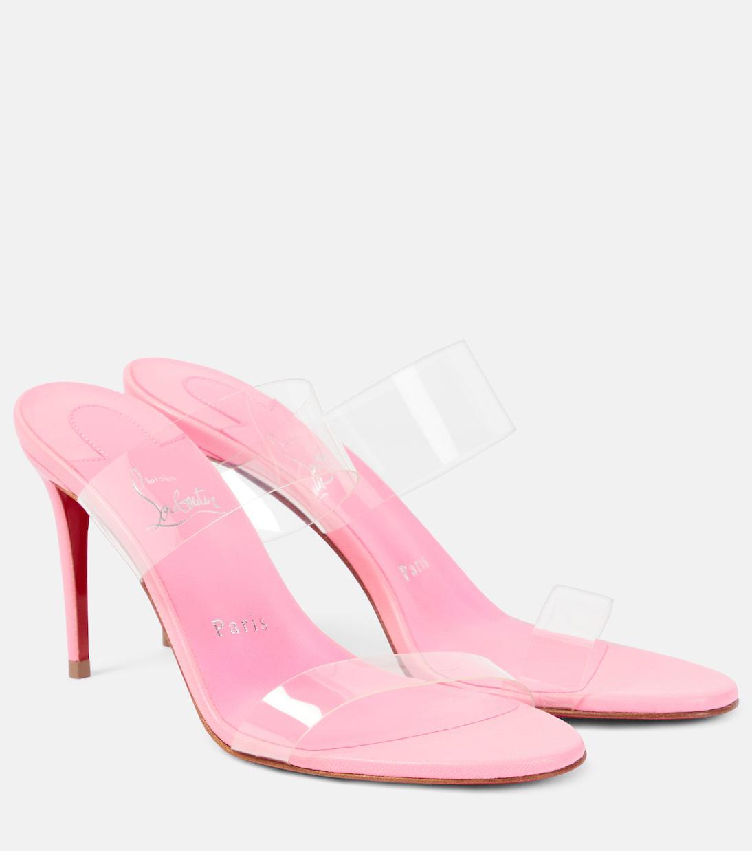CHRISTIAN LOUBOUTIN Just Nothing 85 PVC Mules in Pink | Endource