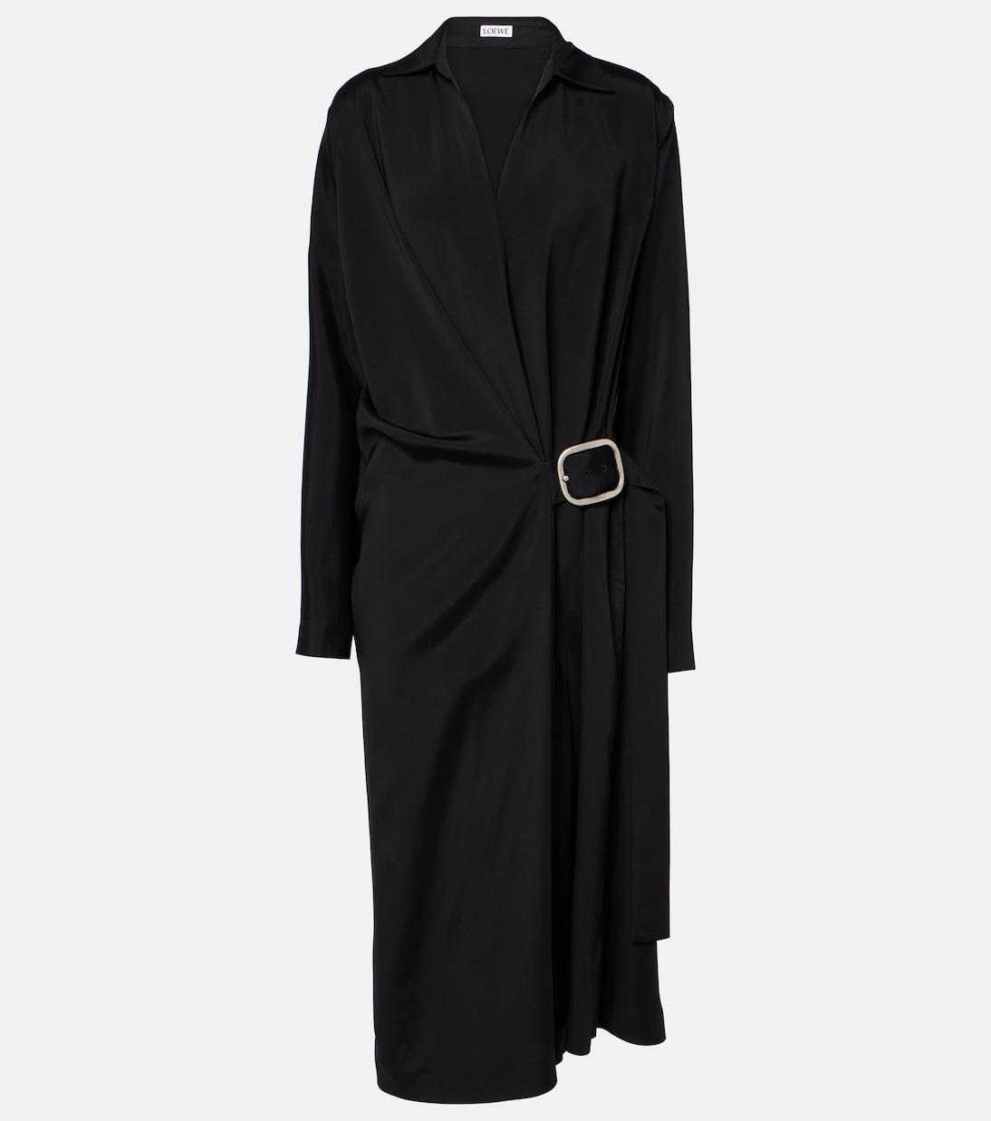 LOEWE Wrap Midi Dress in Black | endource