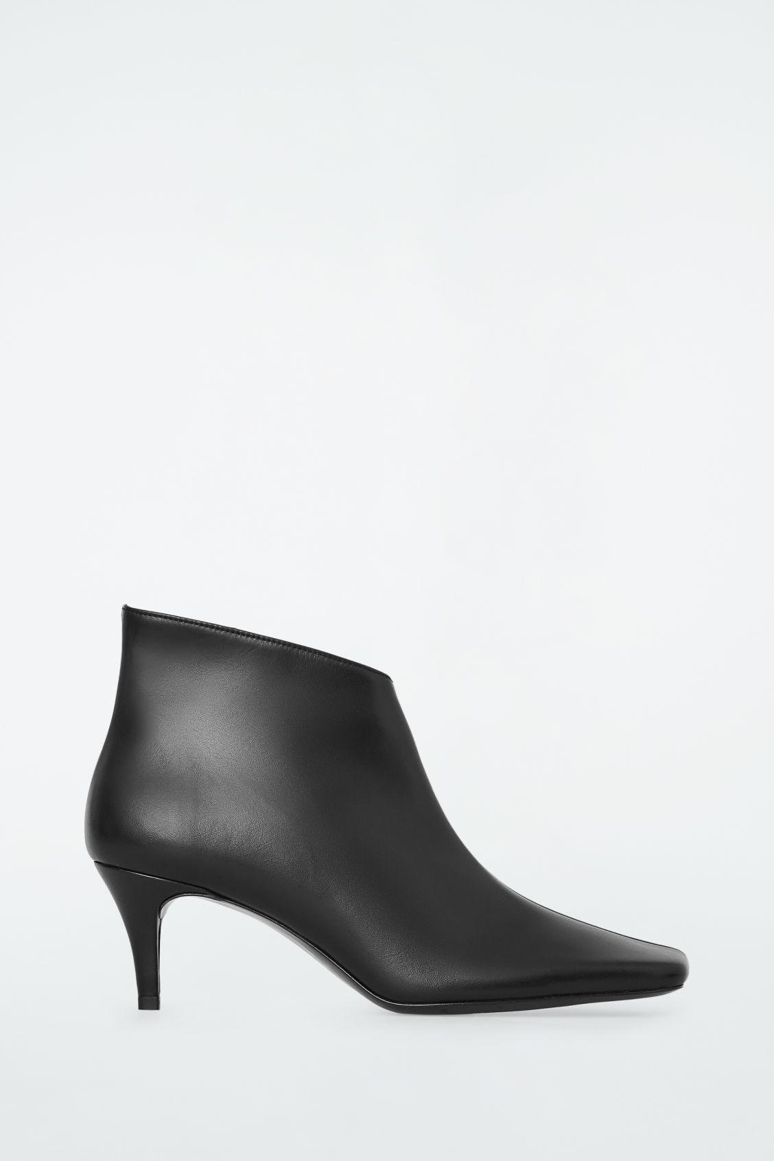 COS Square-Toe Leather Ankle Boots in BLACK | endource