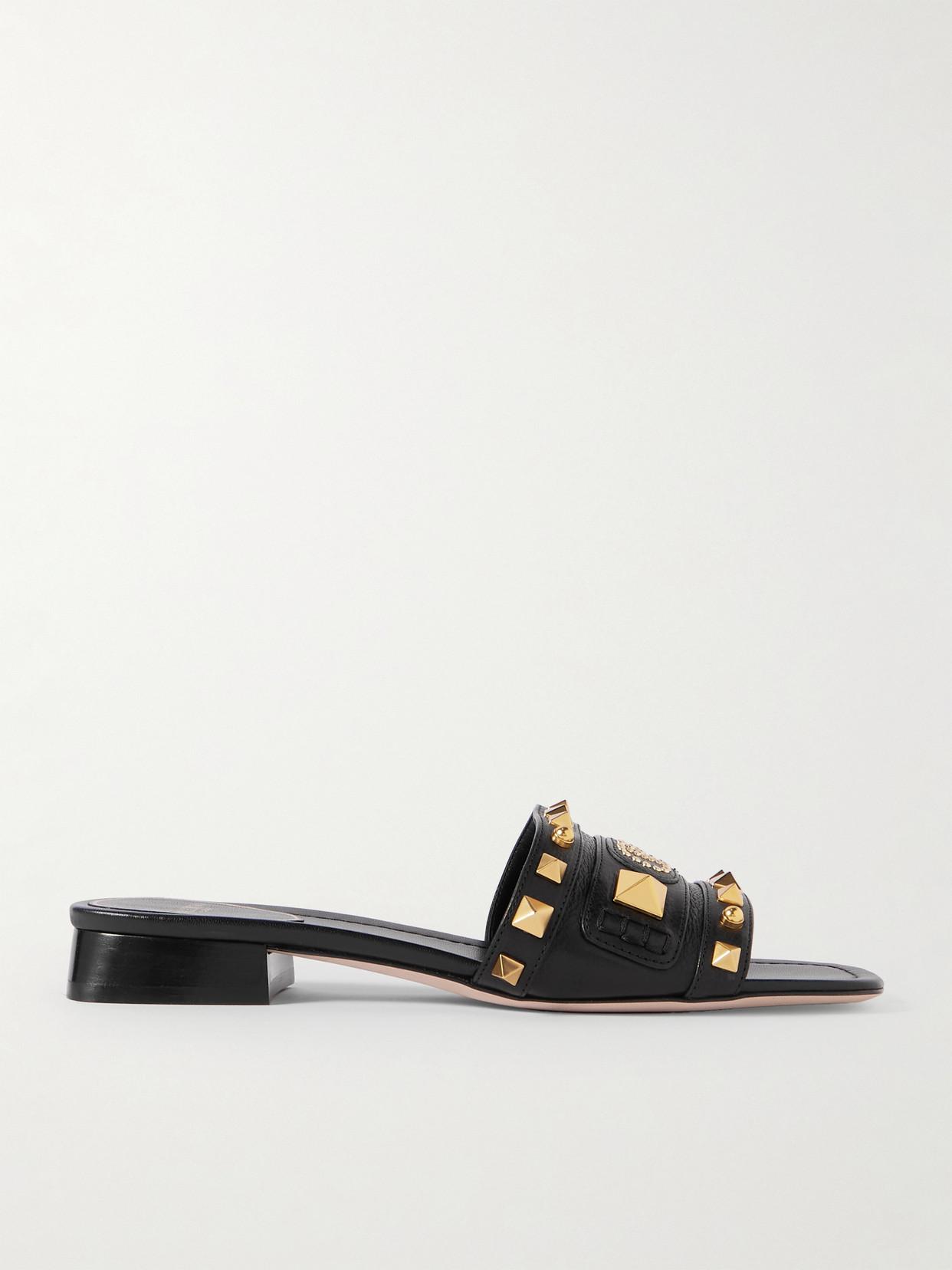 VALENTINO GARAVANI Plaster Caster Studded Leather Slides | endource