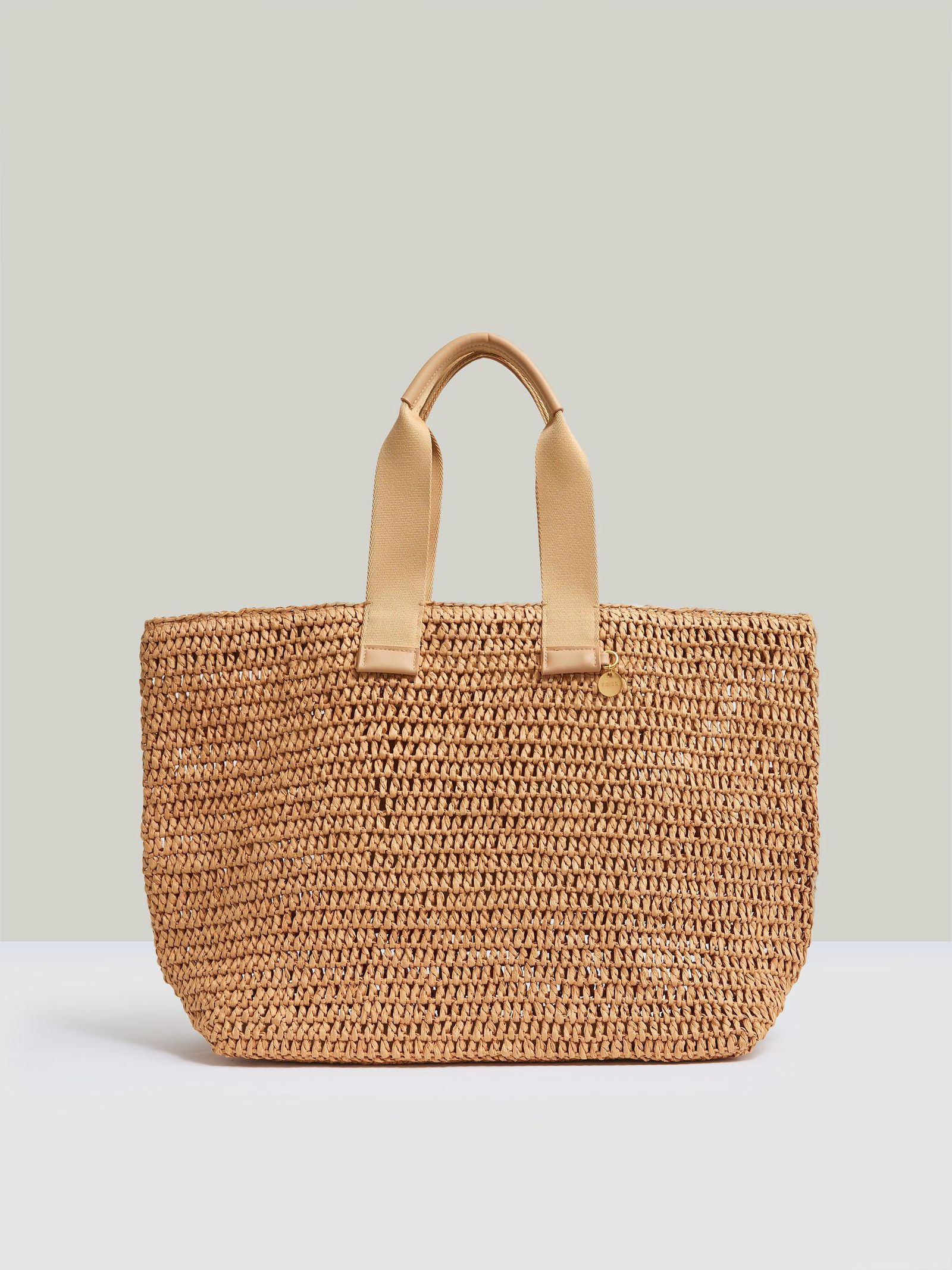 REISS Crochet Raffia Tote Bag | endource