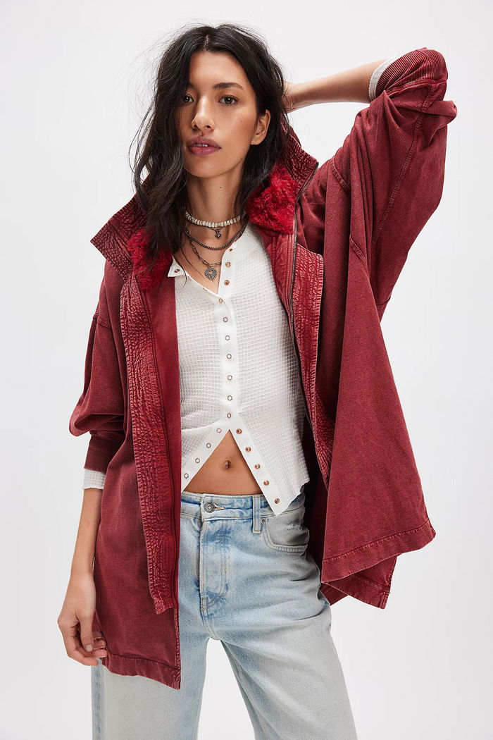 FREE PEOPLE FP One - Cedar Faux Fur Lined Hoodie | endource