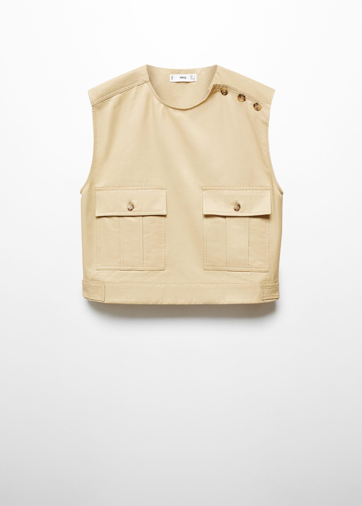 MANGO Waistcoat With Pocket Detail in Medium Brown | Endource