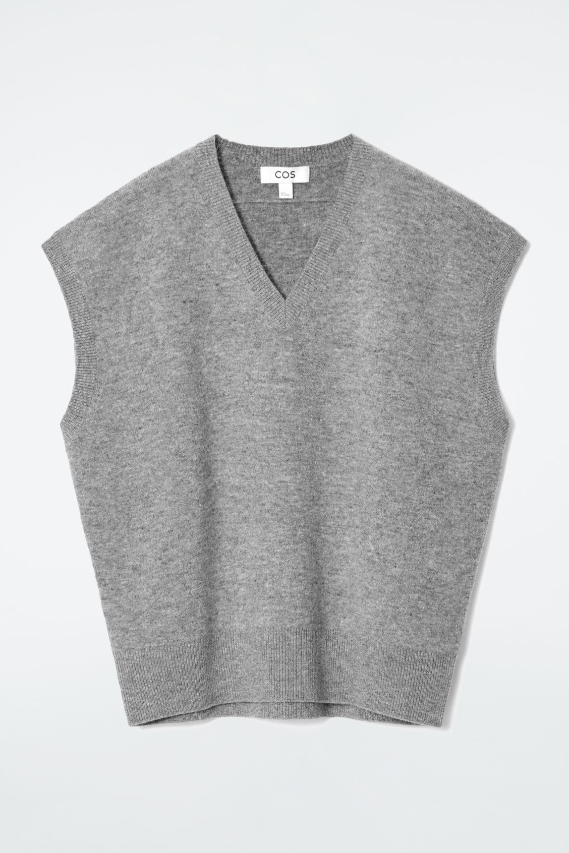 COS Double-Faced Wool V-Neck Vest in GREY MÉLANGE | endource