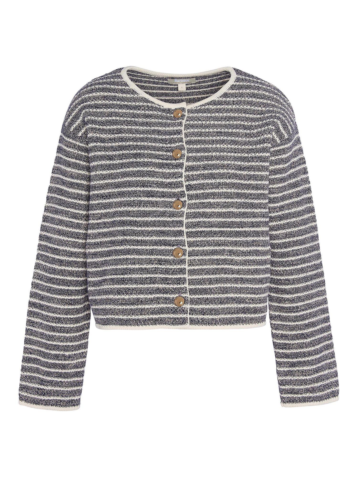 BARBOUR Rei Stripe Cardigan in Blue | Endource