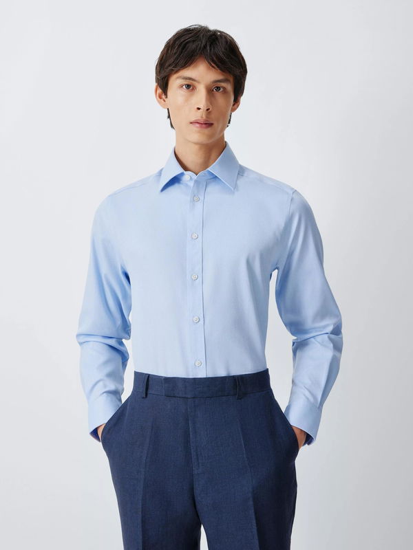 JOHN LEWIS Slim Fit Crease Resistant Cotton Shirt, Blue | endource