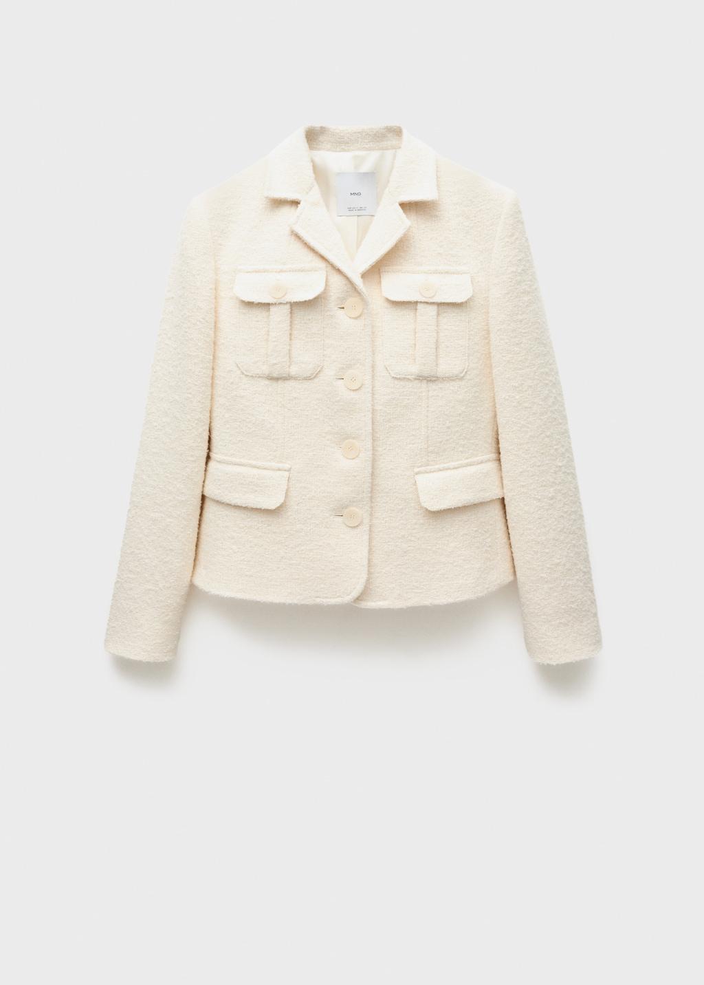 MANGO Tweed Jacket With Pockets in Ecru | endource