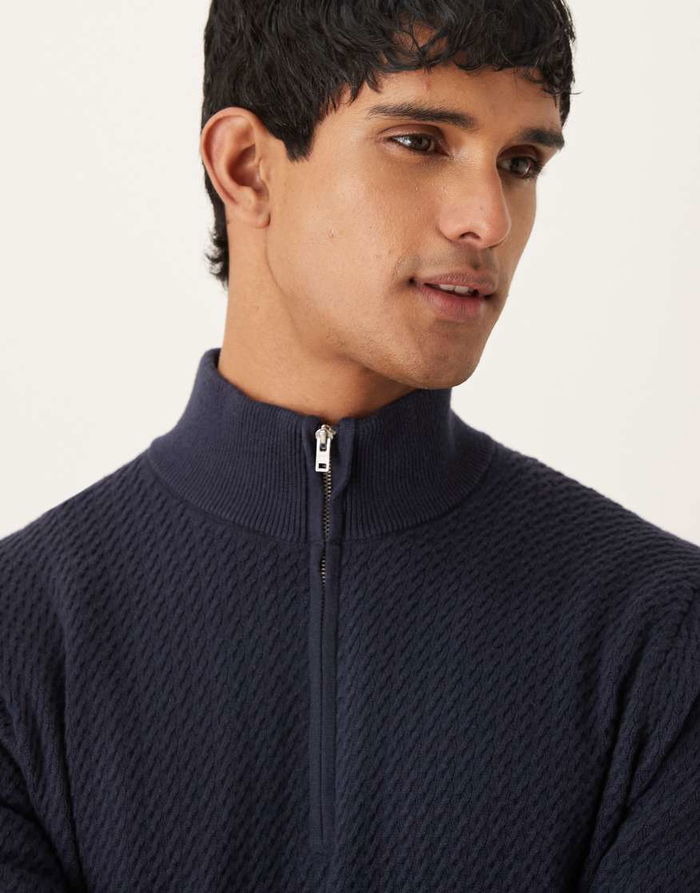 ABERCROMBIE + FITCH Abercrombie & Fitch Quarter Zip Jumper In Navy ...