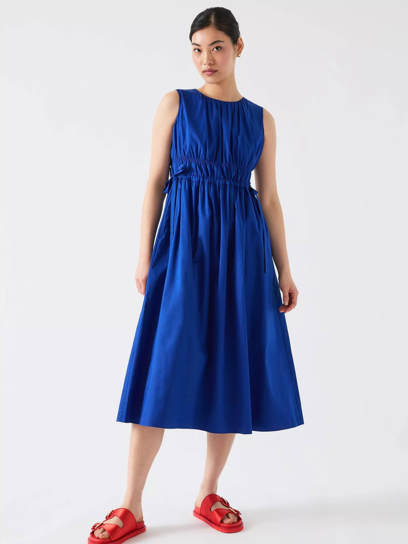 L.K. BENNETT Lea Tie Waist Sleeveless Dress in Ultra Blue | endource
