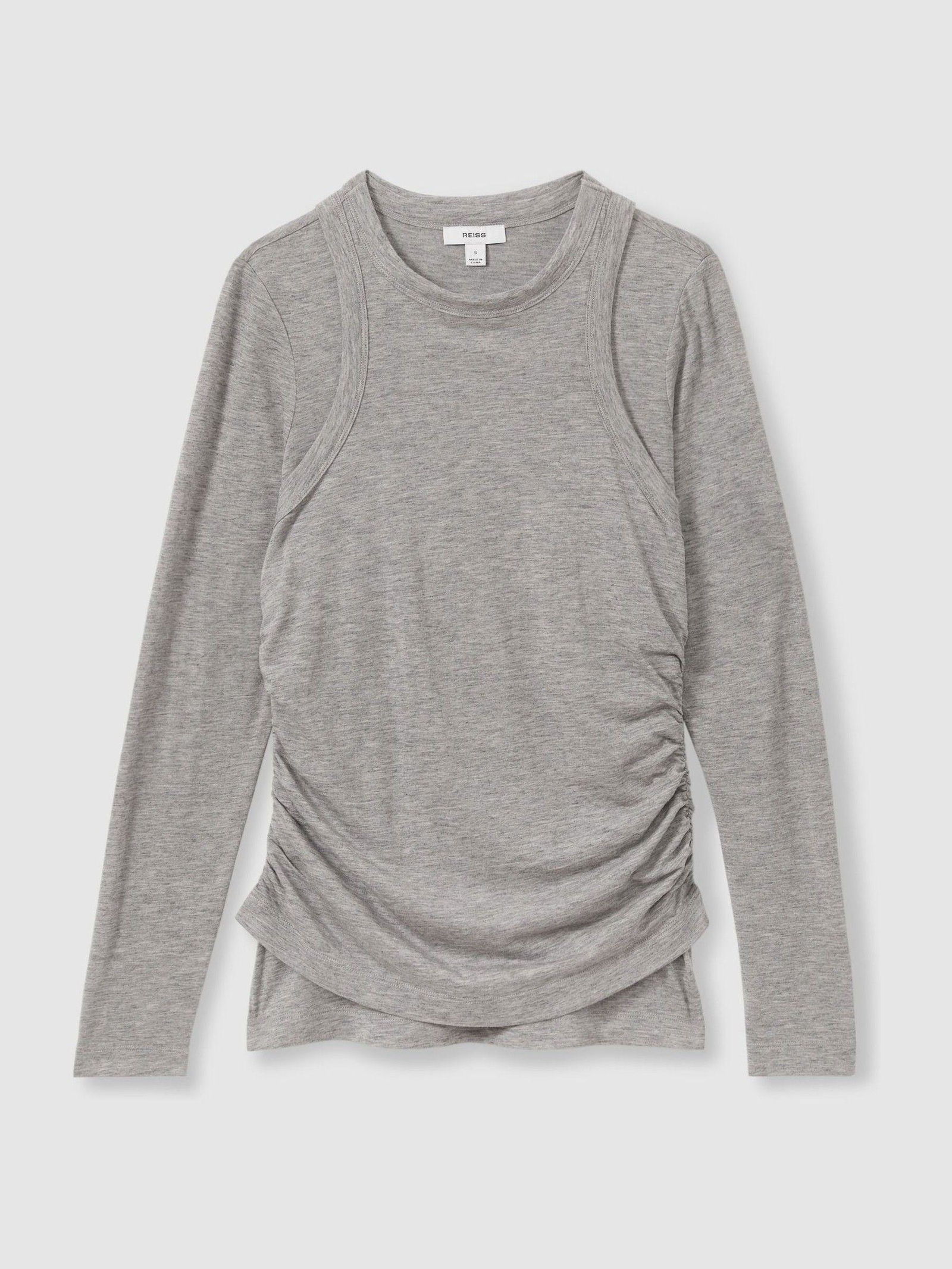 REISS Layered Long-Sleeve Top in Grey | endource