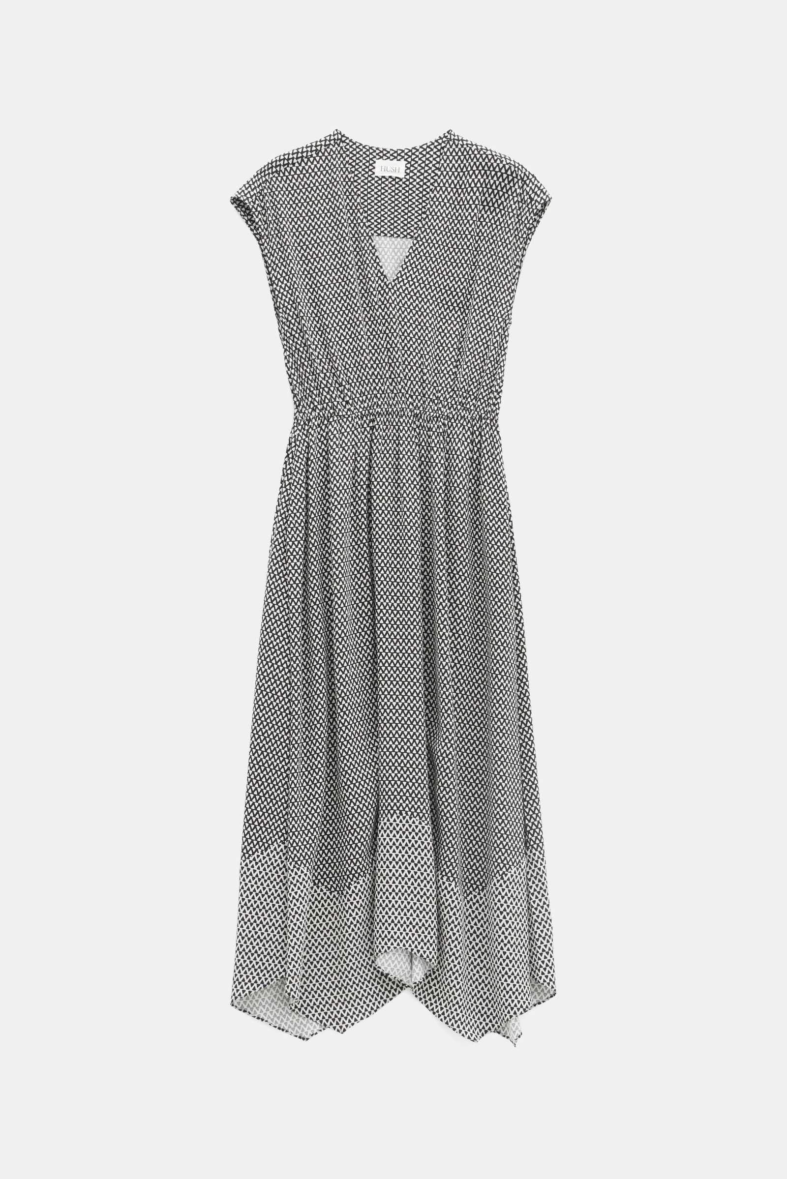 HUSH Klara Relaxed Maxi Dress in Triangles Black | endource
