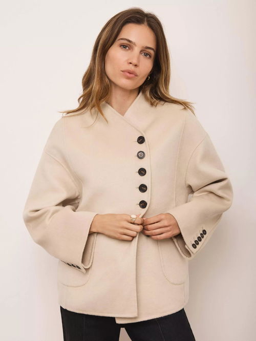 MINT VELVET Wool Blend Button Detail Jacket, Beige | endource