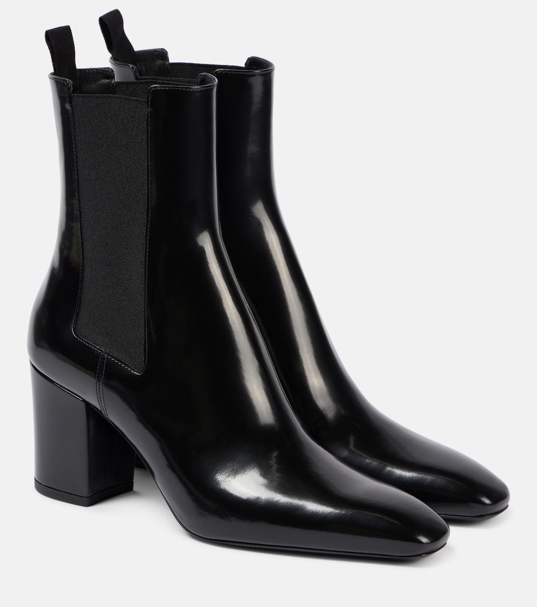 SAINT LAURENT Betty 70 Leather Ankle Boots in Black | endource