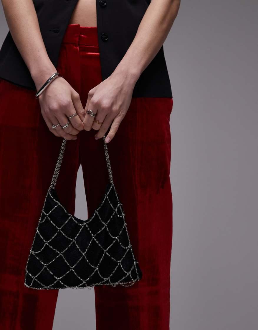 MANGO Chain Cross Velvet Bag | endource
