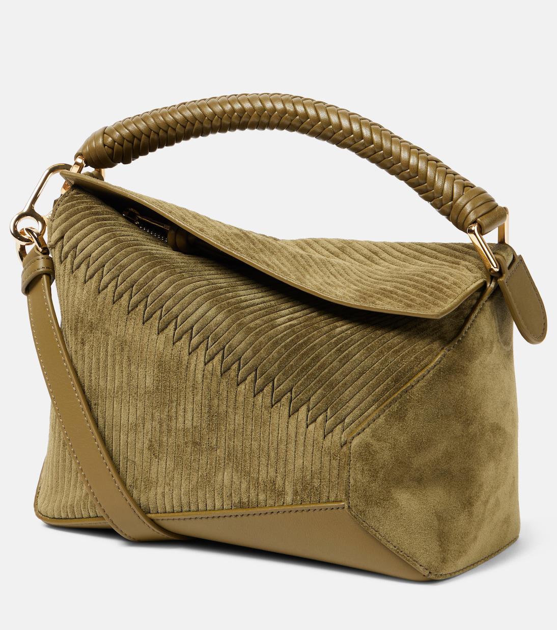 LOEWE Puzzle Edge Small Suede Shoulder Bag | endource