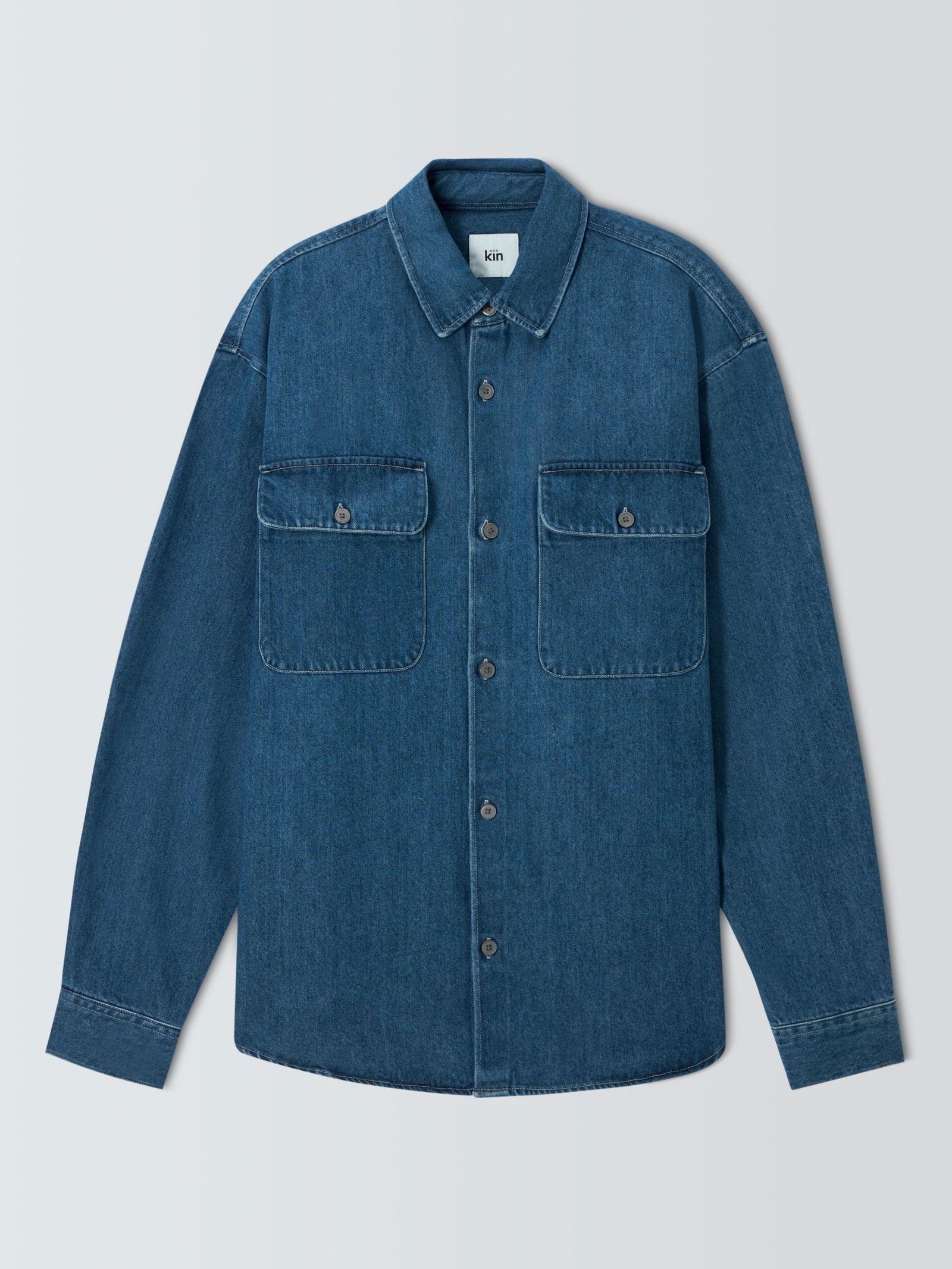KIN Regular Fit Denim Overshirt in Blue | endource