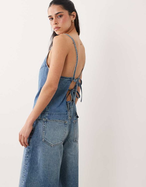 ABERCROMBIE + FITCH Abercrombie & Fitch Tie-back Denim Cami Top In Blue ...