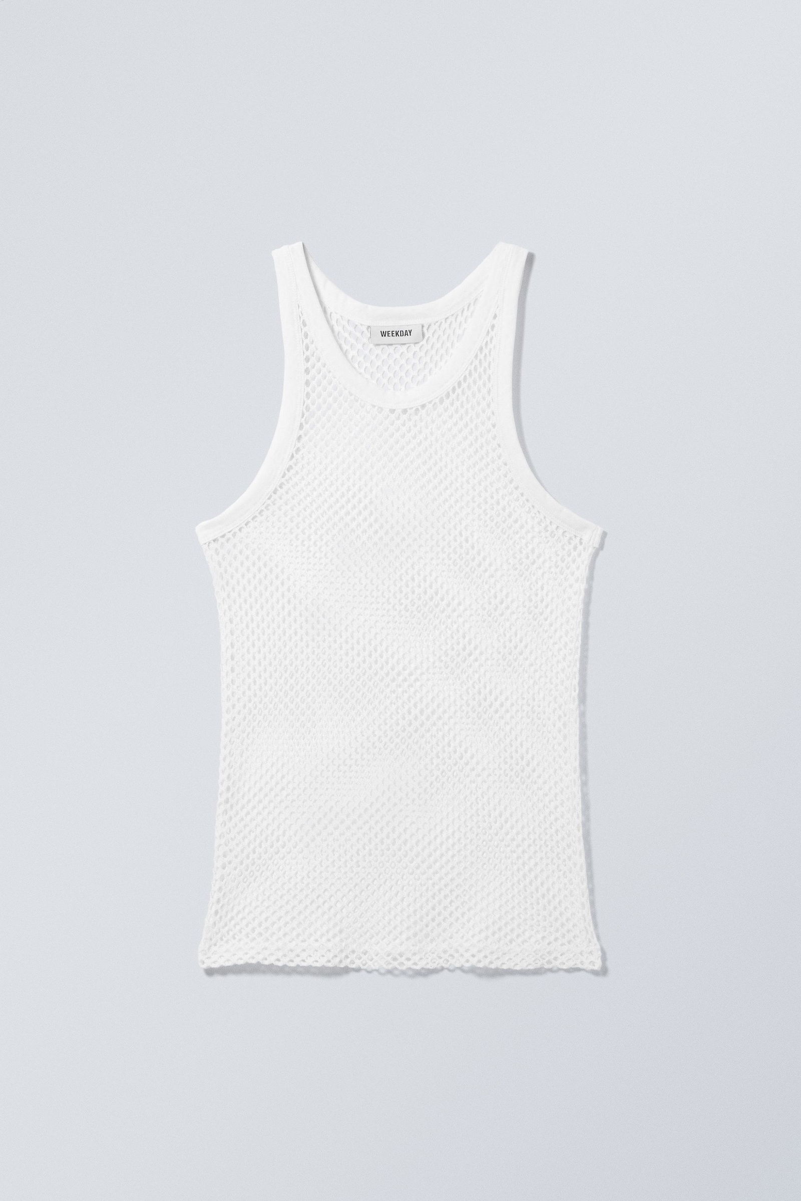 WEEKDAY Mesh Tank Top in White | Endource