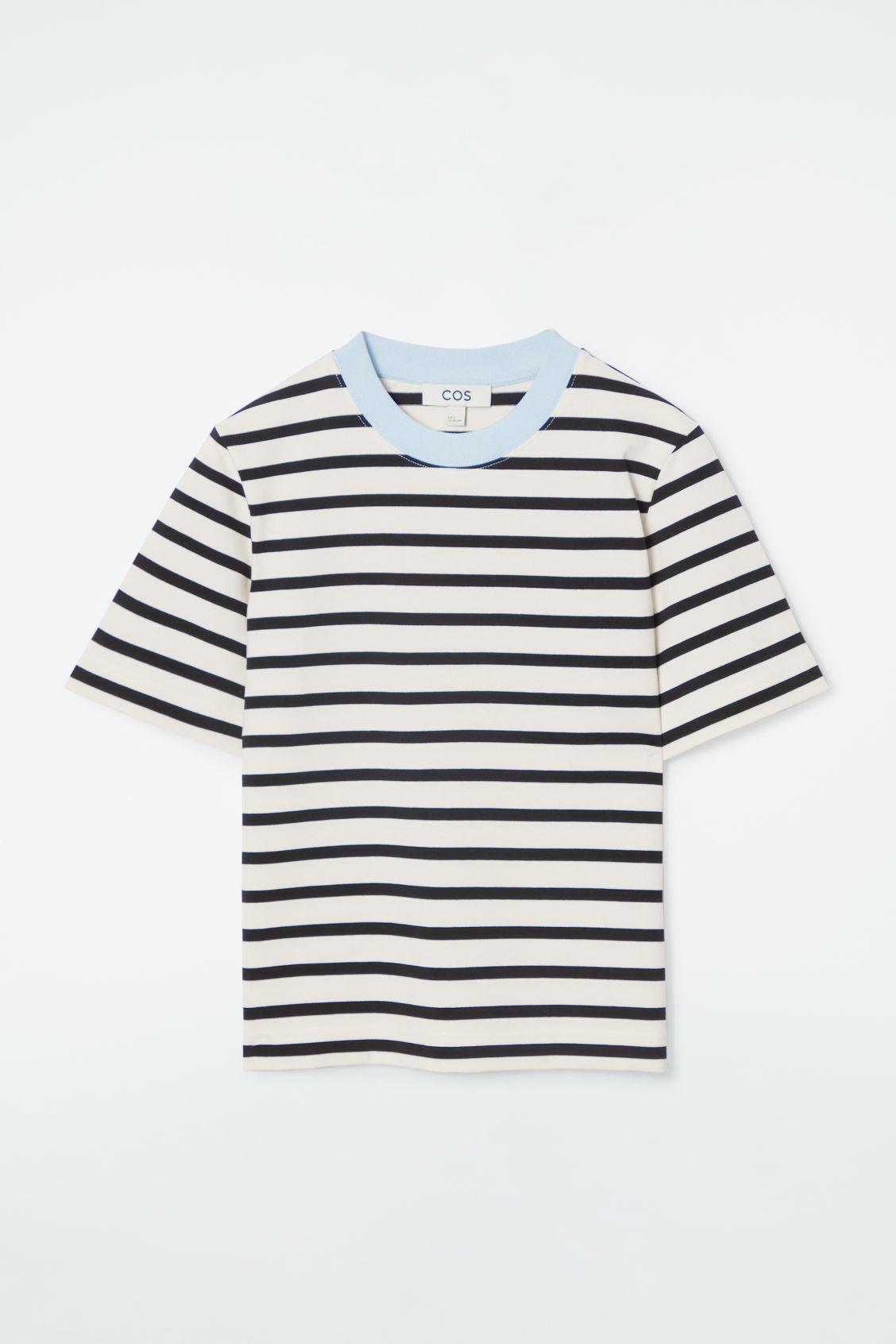 COS Clean Cut T-Shirt in BLACK / STRIPED | Endource