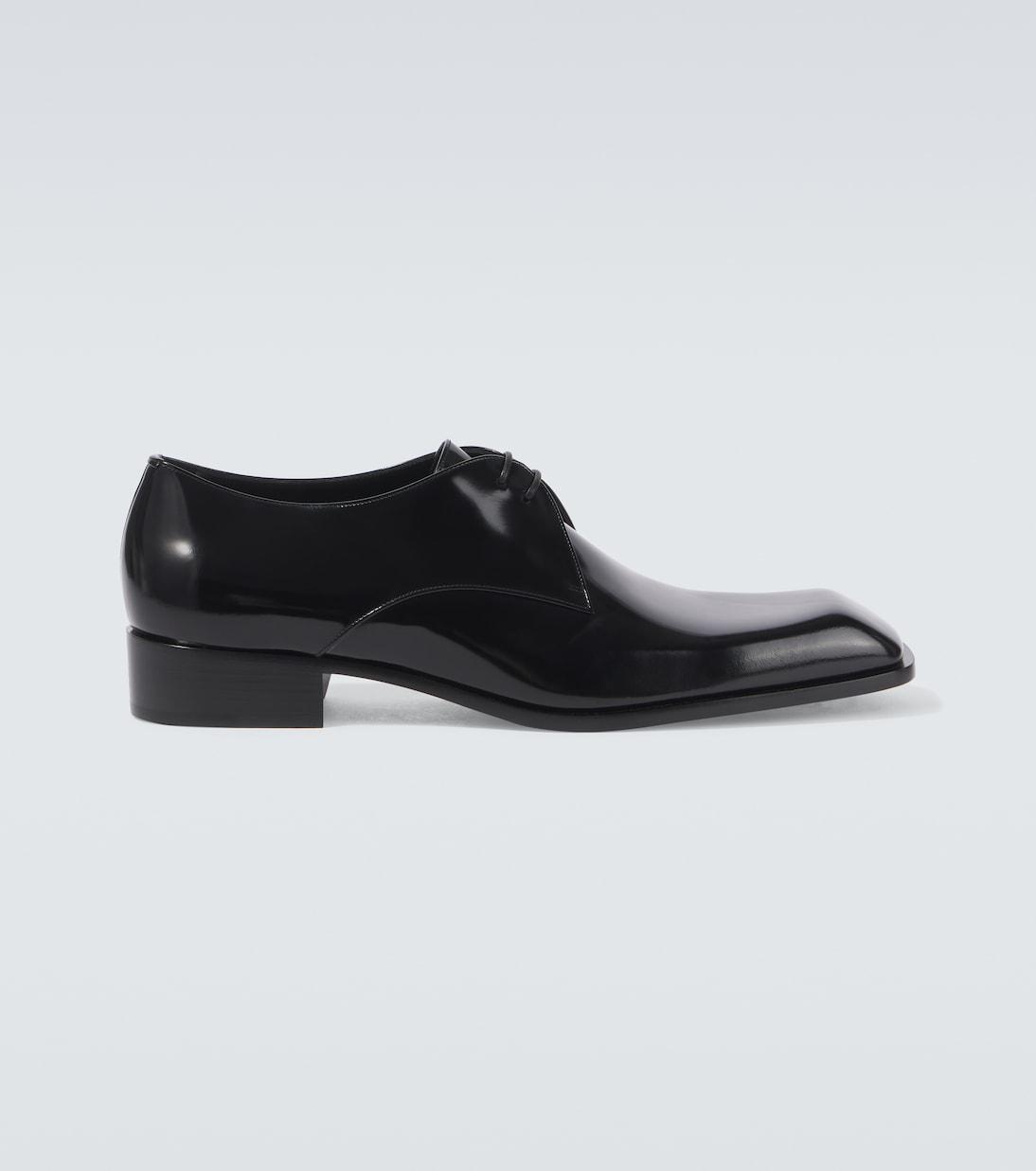 SAINT LAURENT Jean Leather Derby Shoes in Black | endource