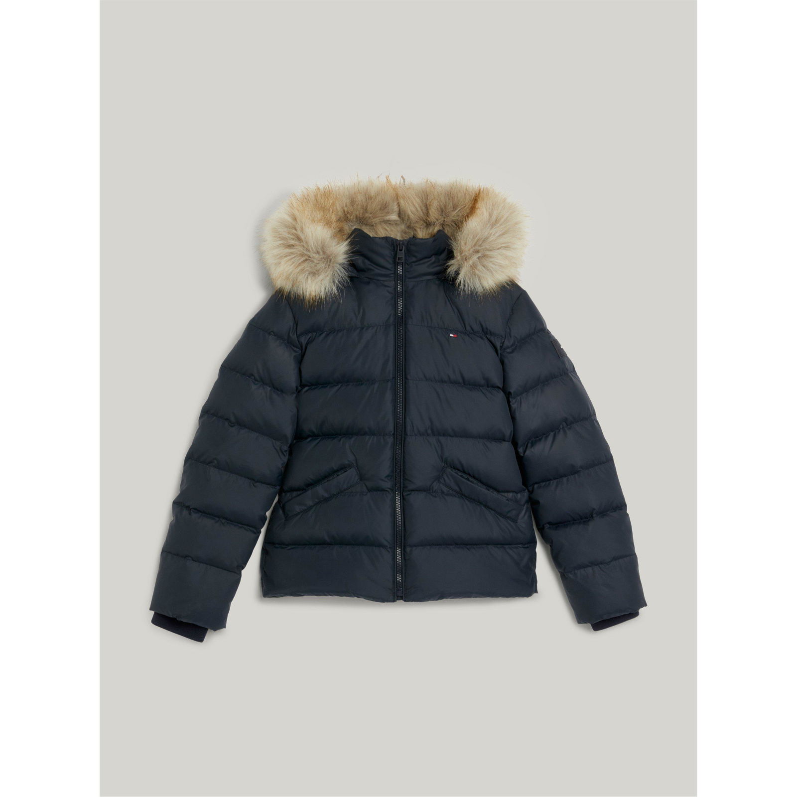 TOMMY HILFIGER Faux Fur Hood Short Puffer Jacket | endource