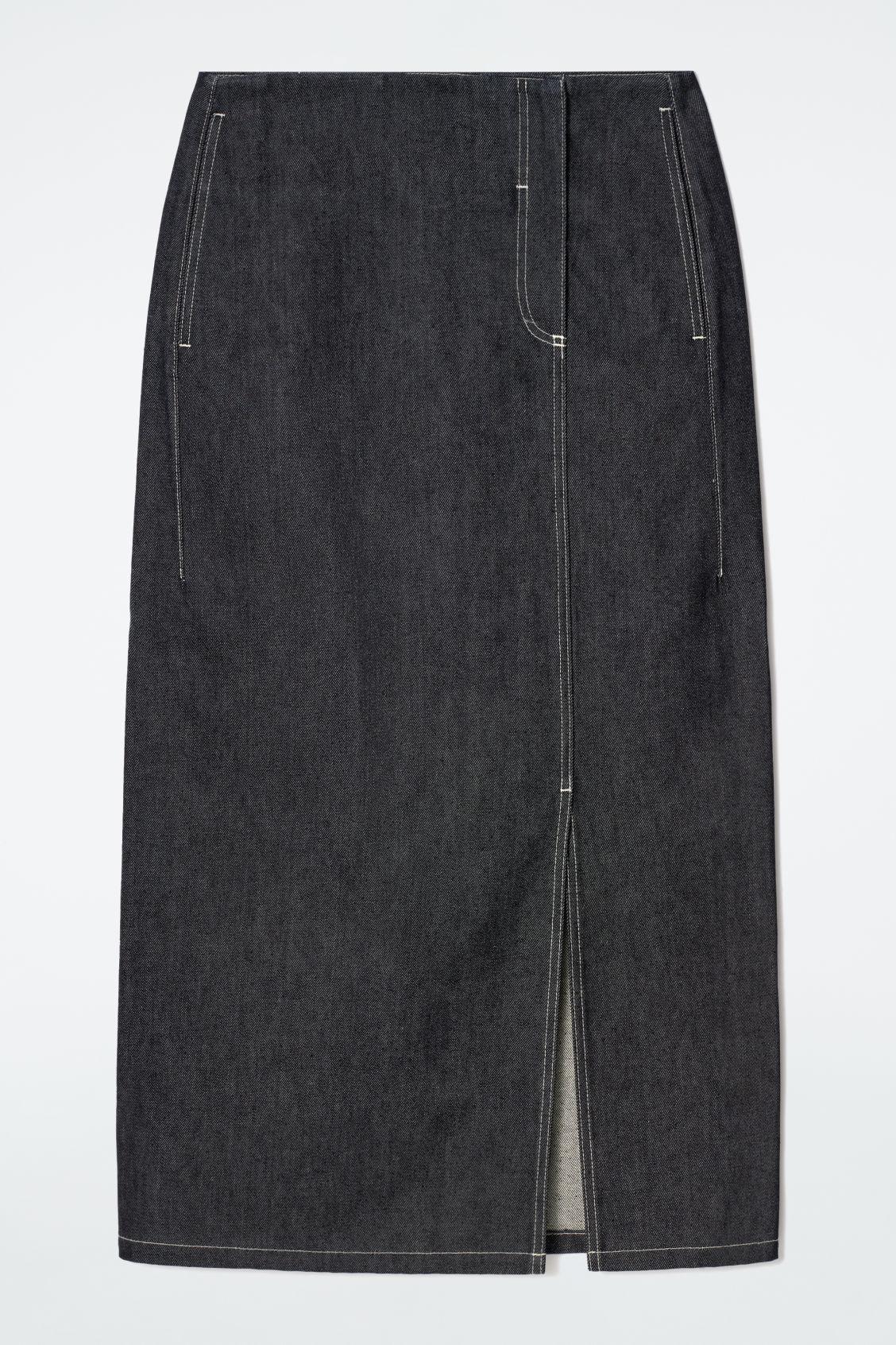 COS Straight Denim Midi Skirt in INDIGO | endource
