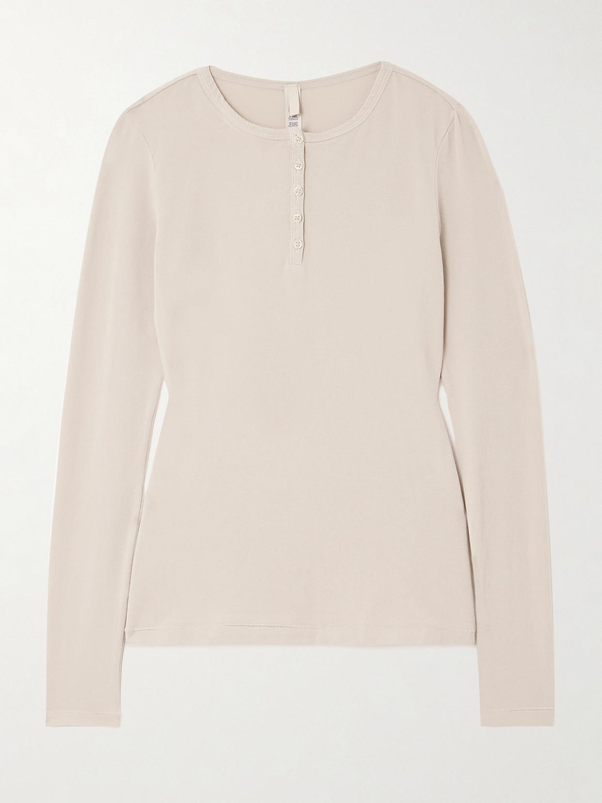 SKIMS New Vintage Long Sleeve Henley in Gray | Endource