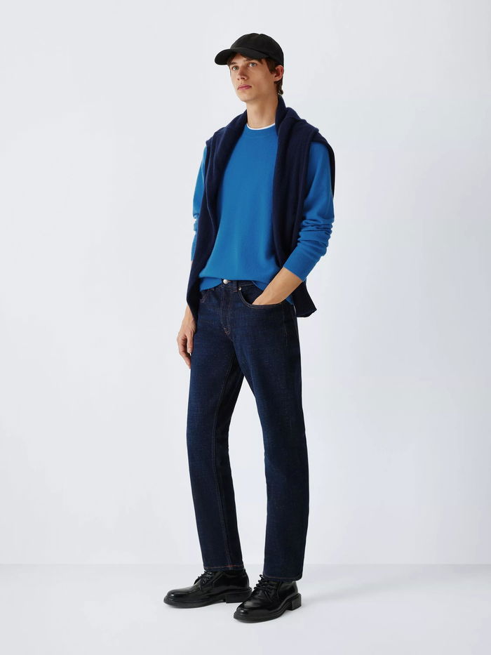 JOHN LEWIS Cashmere Crew Neck Jumper, Blue | endource