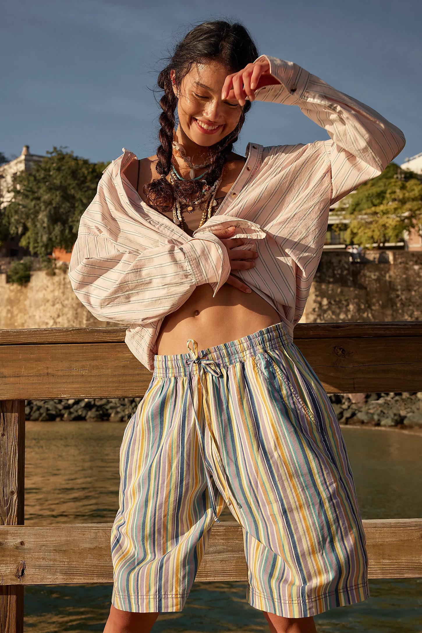 FREE PEOPLE Saylor Poplin Stripe Shorts | endource