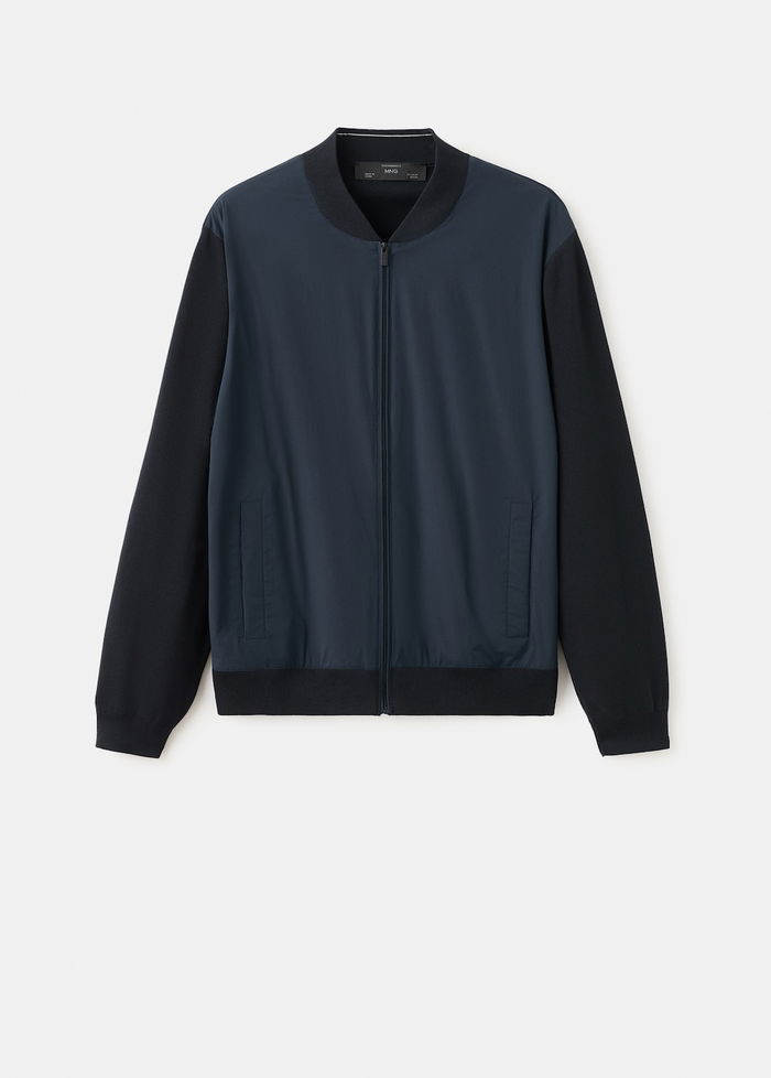 MANGO Combined Bomber Jacket In Knit | endource