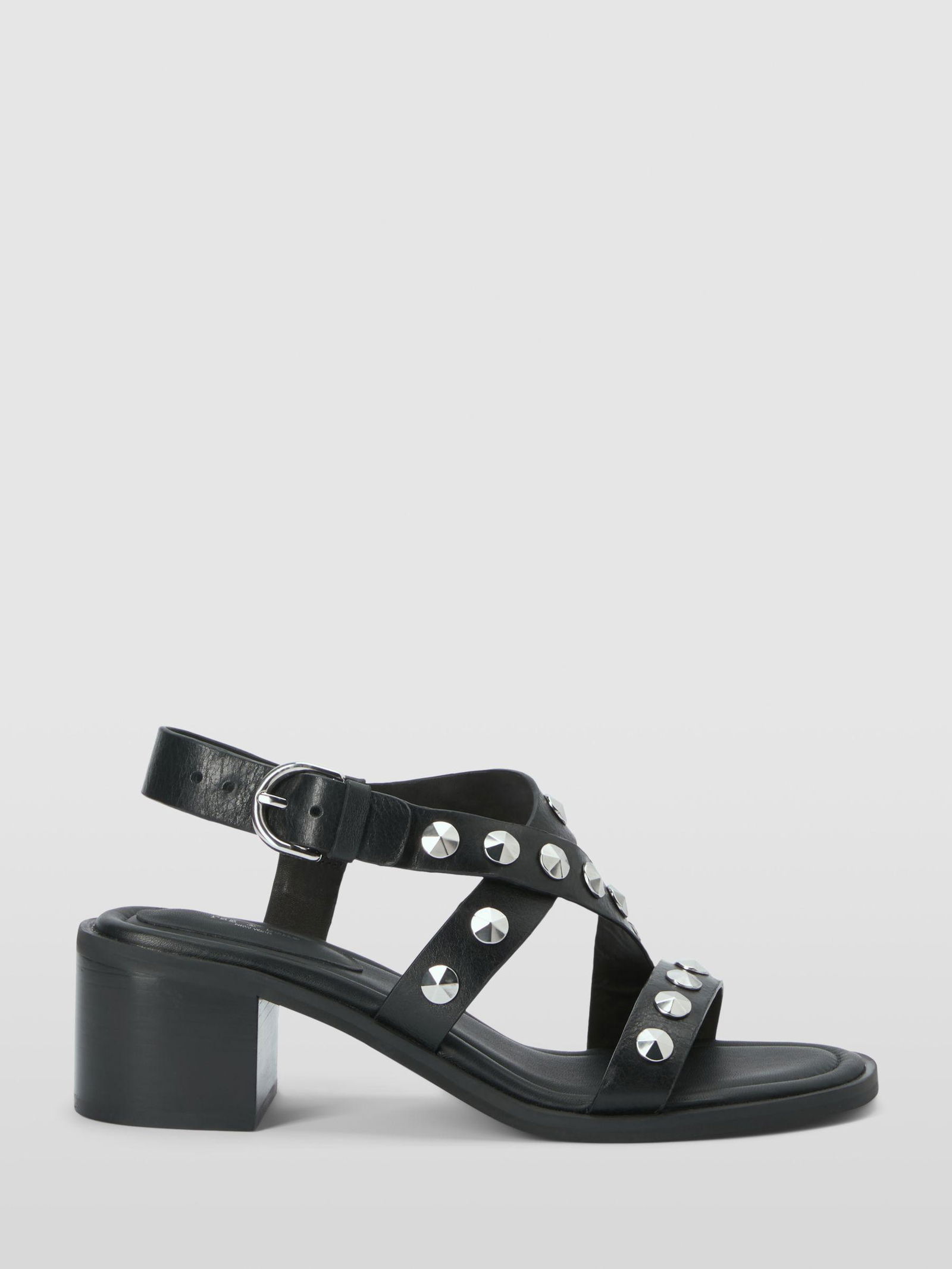 RAG & BONE Geo Leather Stud Block Heel Sandals in Black | Endource