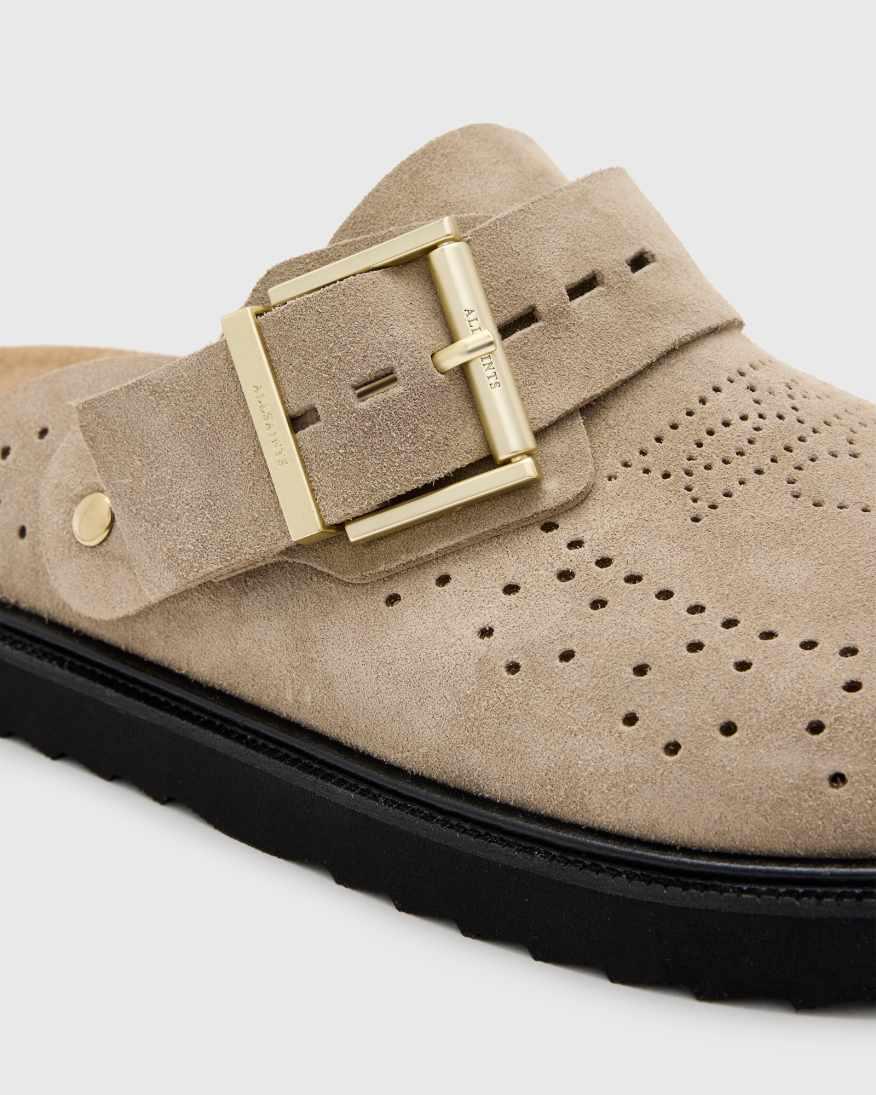 ALLSAINTS Skye Western Suede Mules In Sand | endource